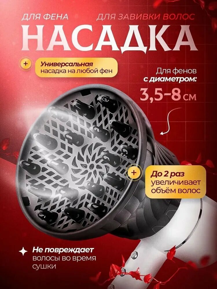 Диффузор насадка для фена черно серый J5