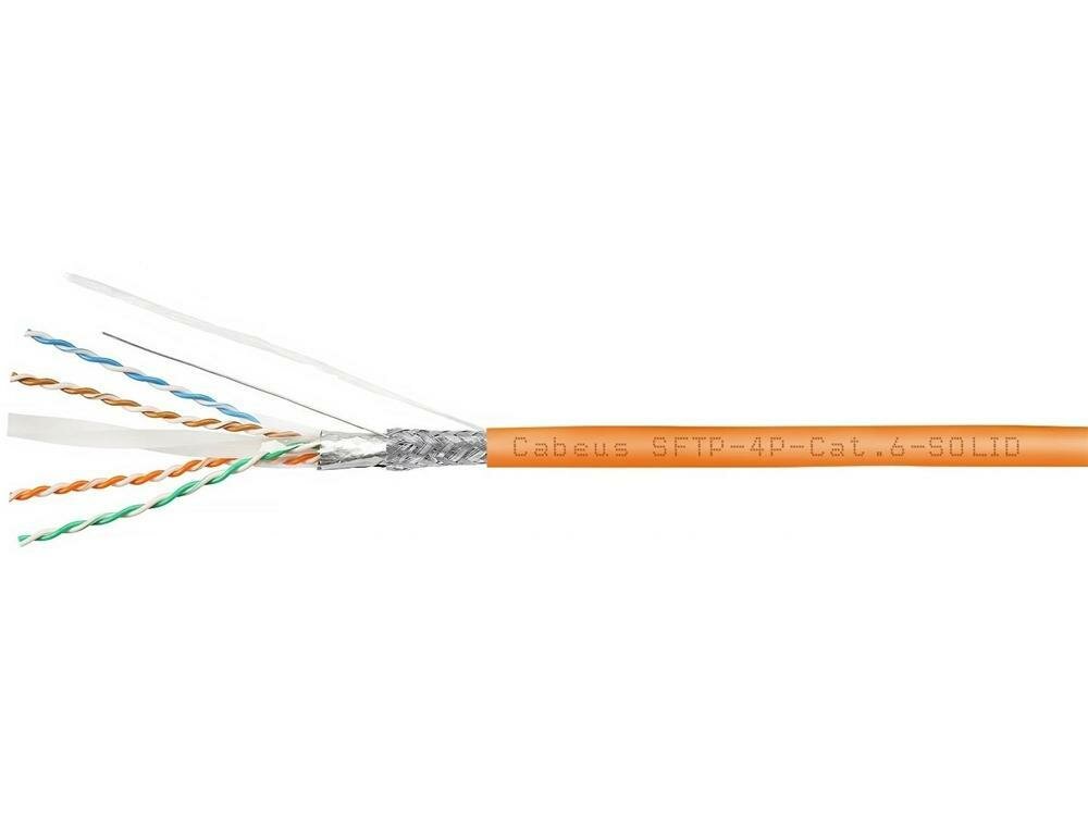 Кабель информационный Cabeus SFTP-4P-CAT.6-SOLID-LSZH кат.6 SF/UTP 4 пары LSZH внутренний 305м оранжевый