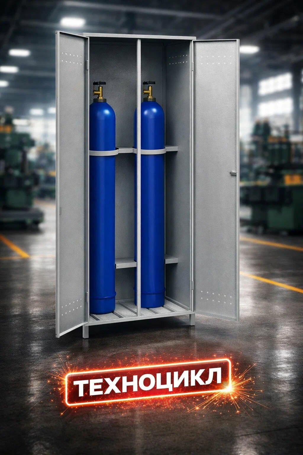 Шкаф металлический для газовых баллонов шгбк, усиленный 1920x1000x560 мм техноцикл