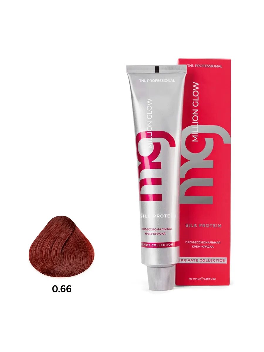 Крем-краска для волос Million glow Private collection Silk protein оттенок 0.66 Красный, 60 мл