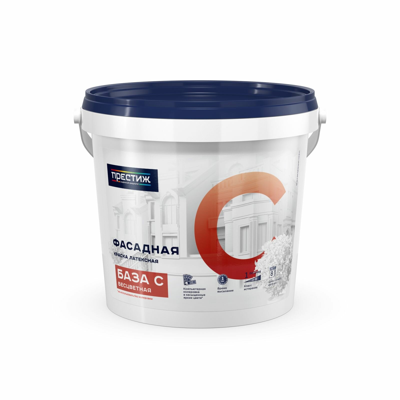 Краска Престиж водно-дисперсионная, фасадная, база С, объем 0.9 л 01-159-100-009