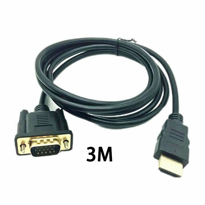 Кабель для подключения периферийных устройств HDMI/VGA (D-Sub), 3 м, черный