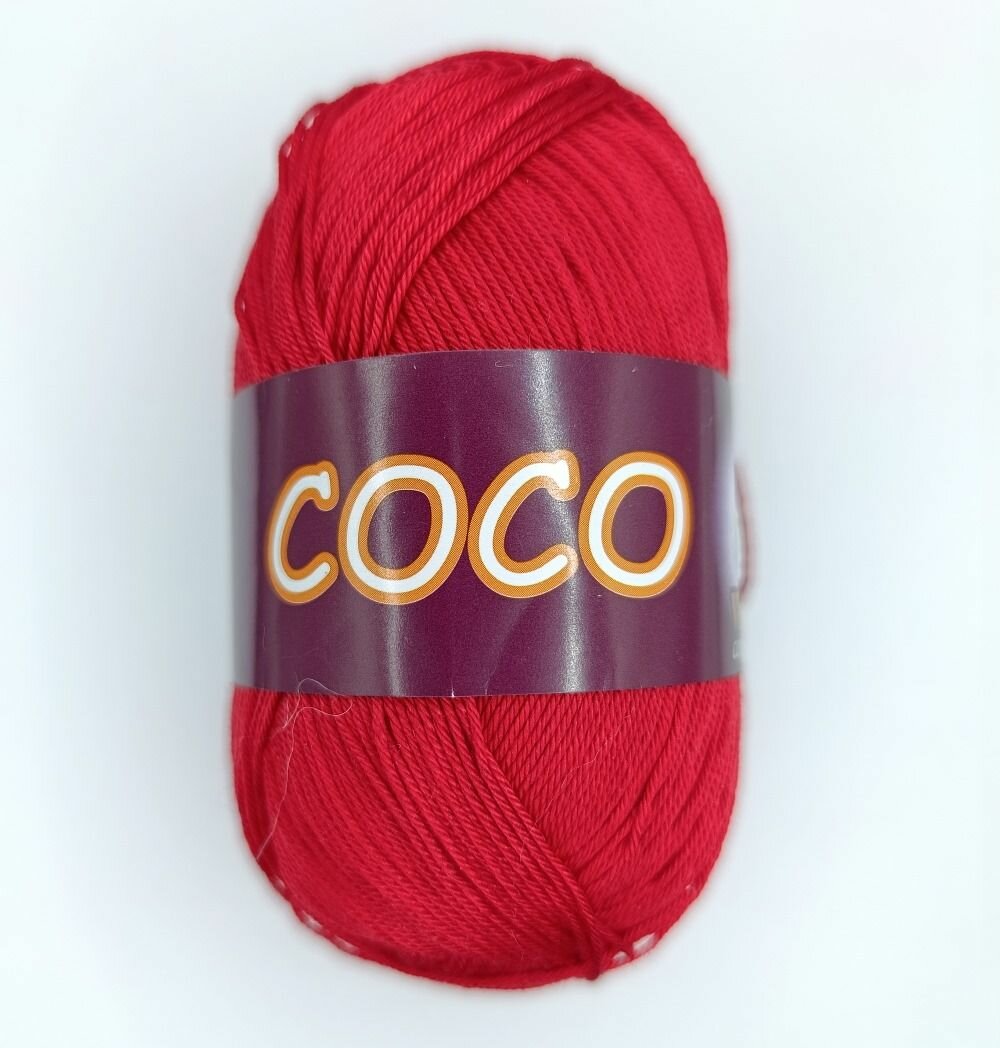 Пряжа для вязания Vita Coco 3856 красный 50 гр/240 м 100% мерсеризованный хлопок