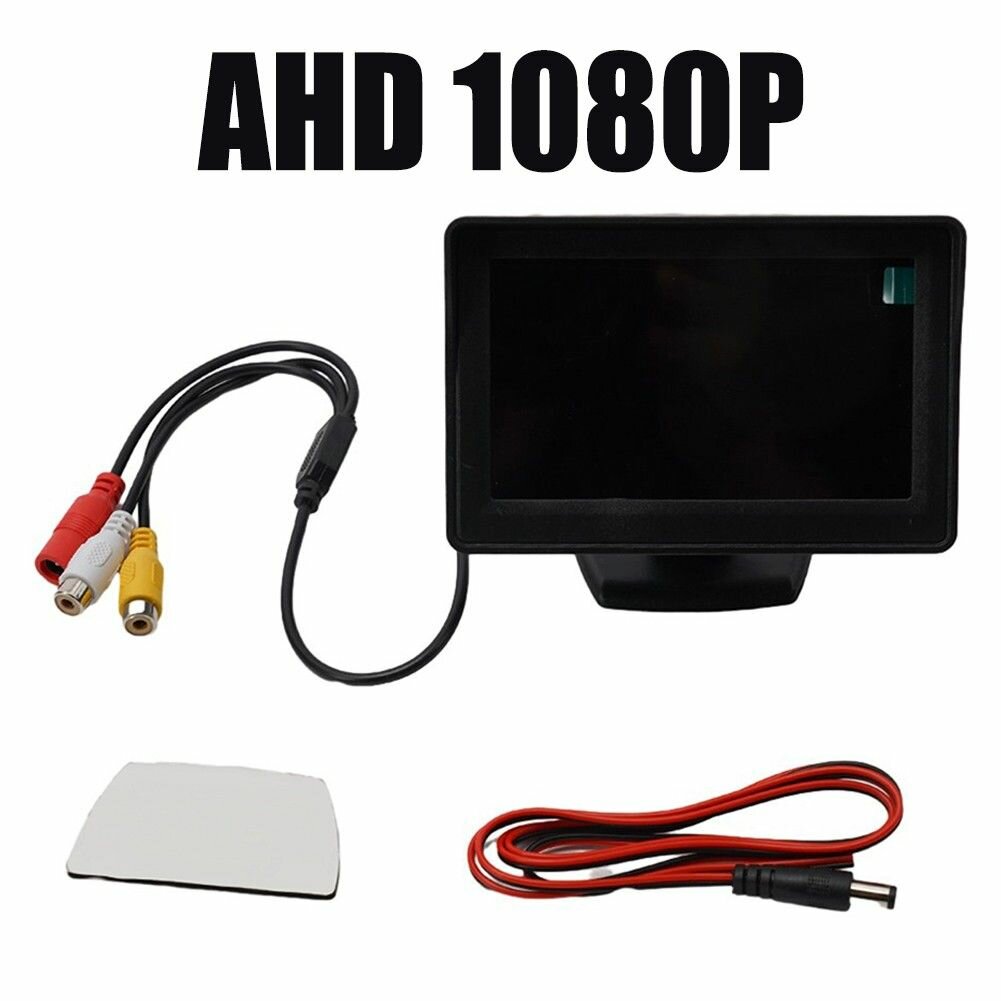 Монитор заднего вида AHD 1080P 5,0' TFT-LCD для автомобиля с AV-входом и автопереключением, чёрный ABS