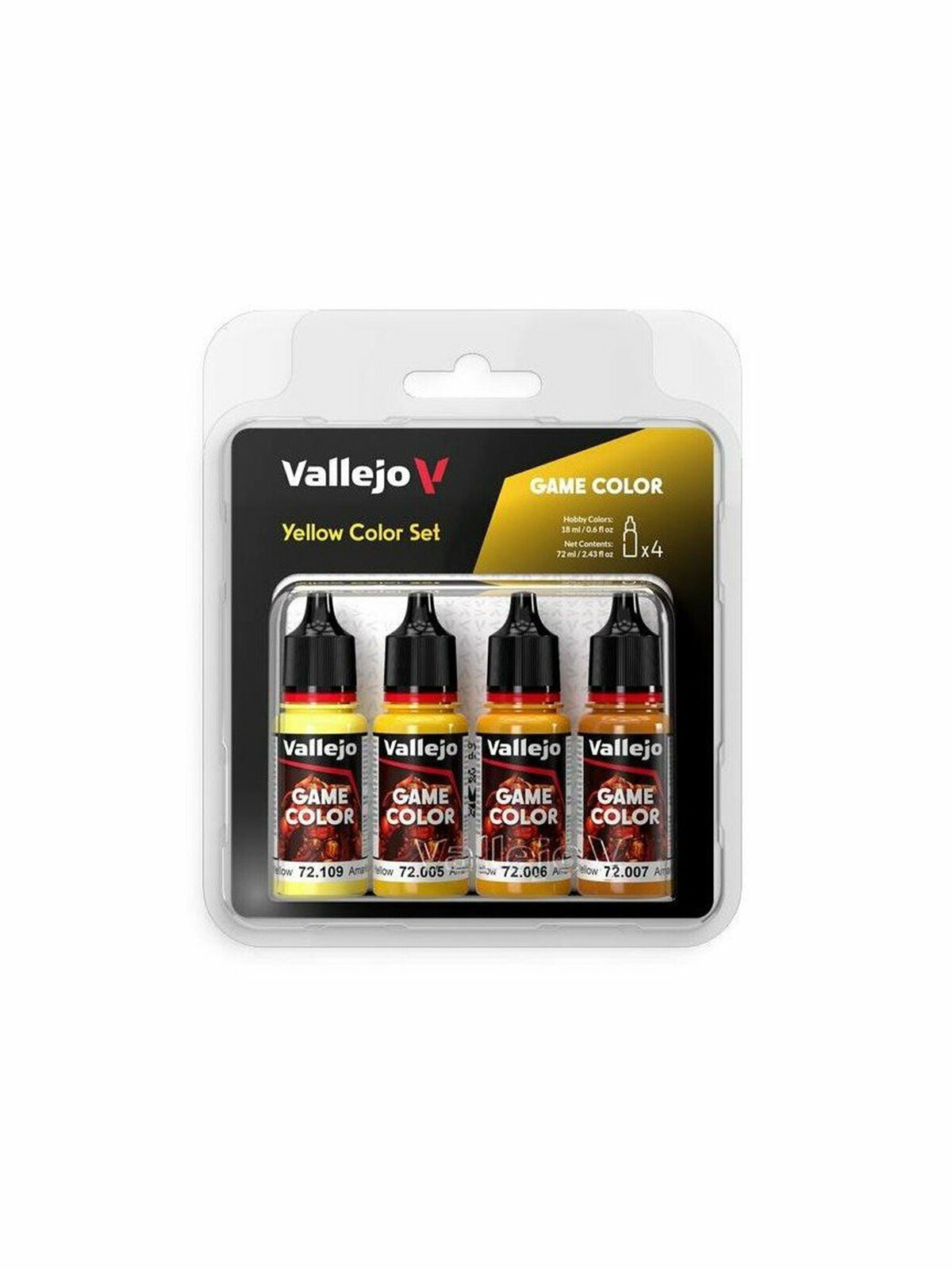 Набор акриловых красок Vallejo серии Game Color - Yellow 72378, 4 шт по 18 мл