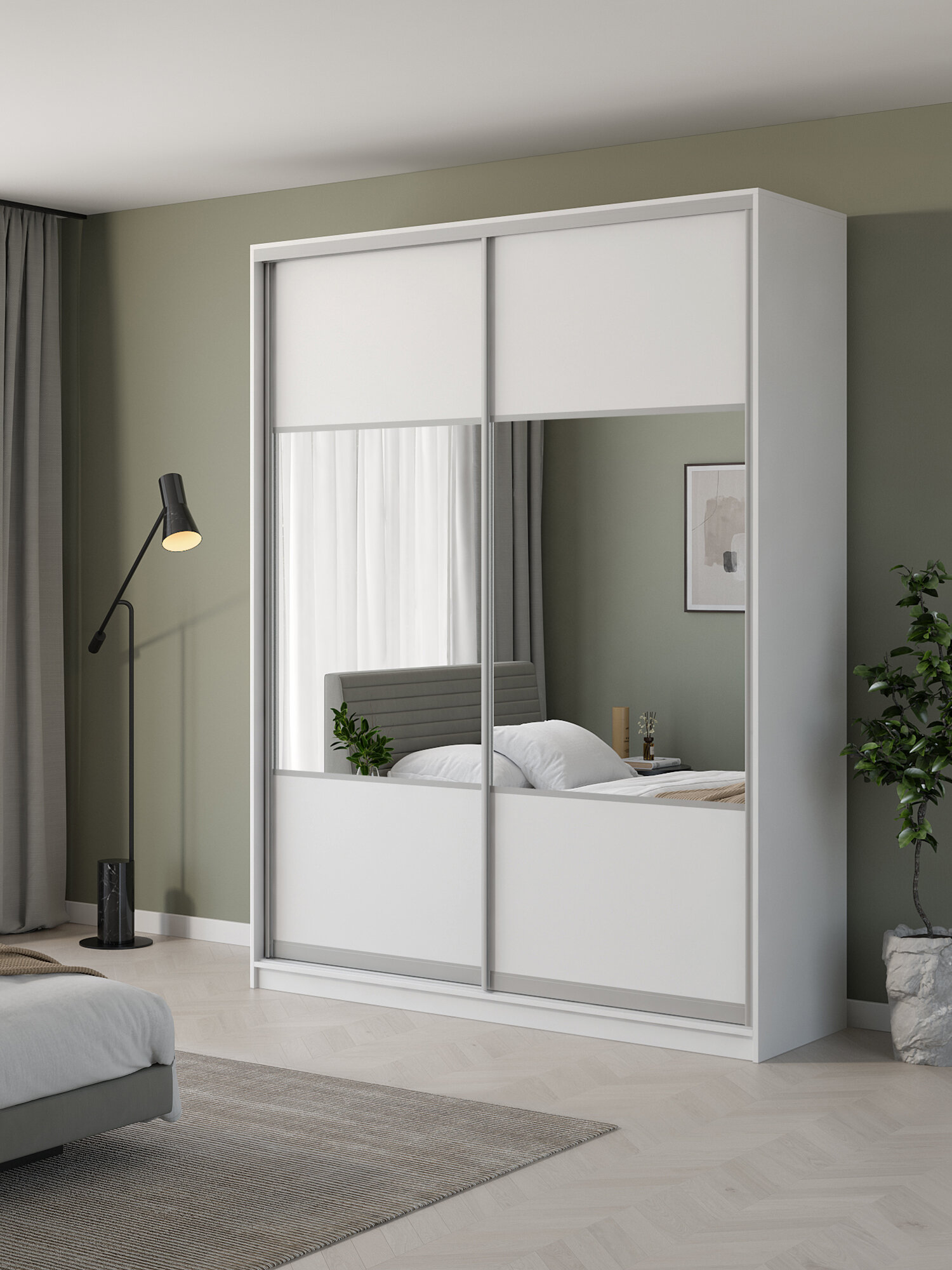 Шкаф купе Матэрна для одежды белый комбинированный 190 х 50 х 240 см