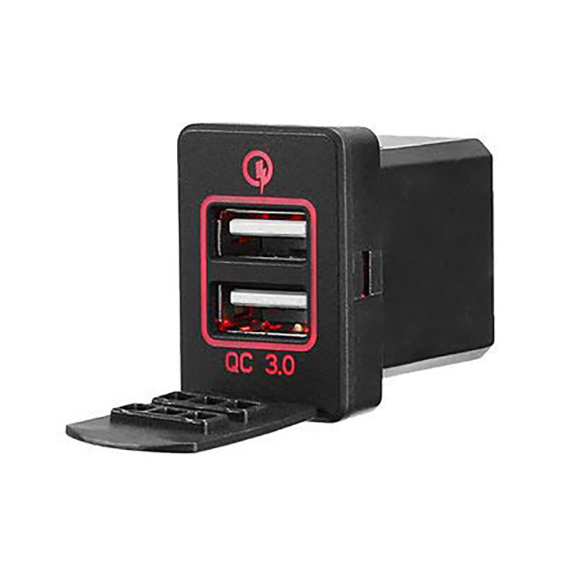 Qc3.0 12-24 В светодиодный двухпортовый USB-интерфейс зарядное устройство гнездо адаптер питания для Toyota - зарядное устройство для мотоцикла и адаптер гнезда - (красный)