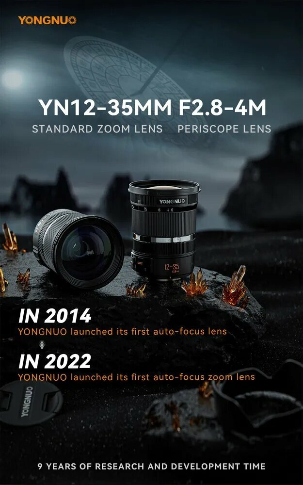 Yongnuo Объектив YN12-35mm F2.8-4M M4/3 ZOOM lens Зум-объектив для беззеркальных камер Olympus и Panasonic