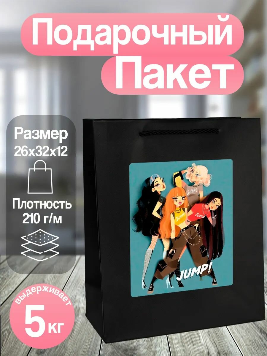 Пакет подарочный кпоп Blackpink к поп Блэк пинк, упаковка для подарка, 26х31 см