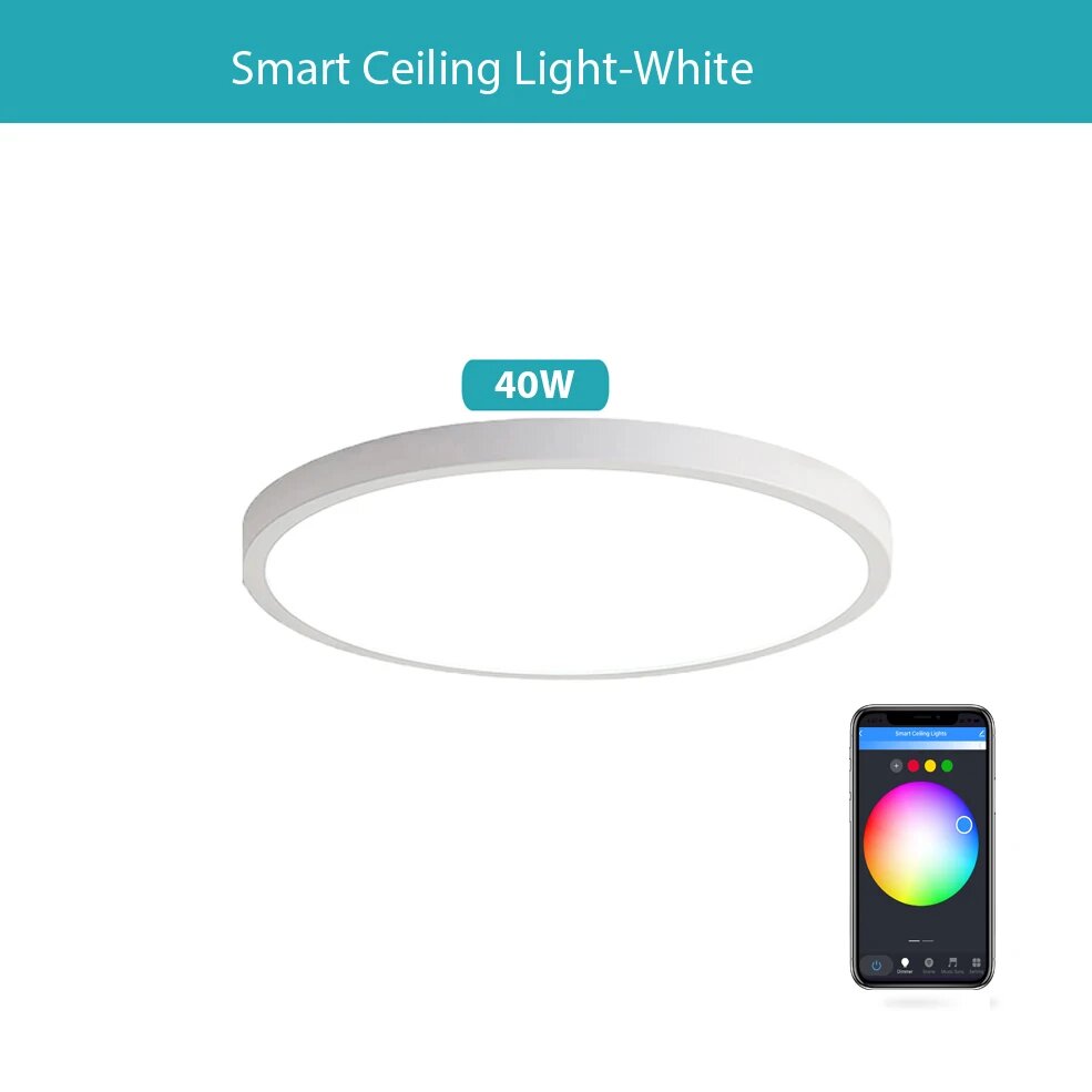 Светодиодная люстра Tuya Zigbee Smart Ceiling Light Wifi RGBCW мощностью 40Вт 24Вт для гостиной, домашней отделки, умная люстра для Alexa, Google Home-40W Белый