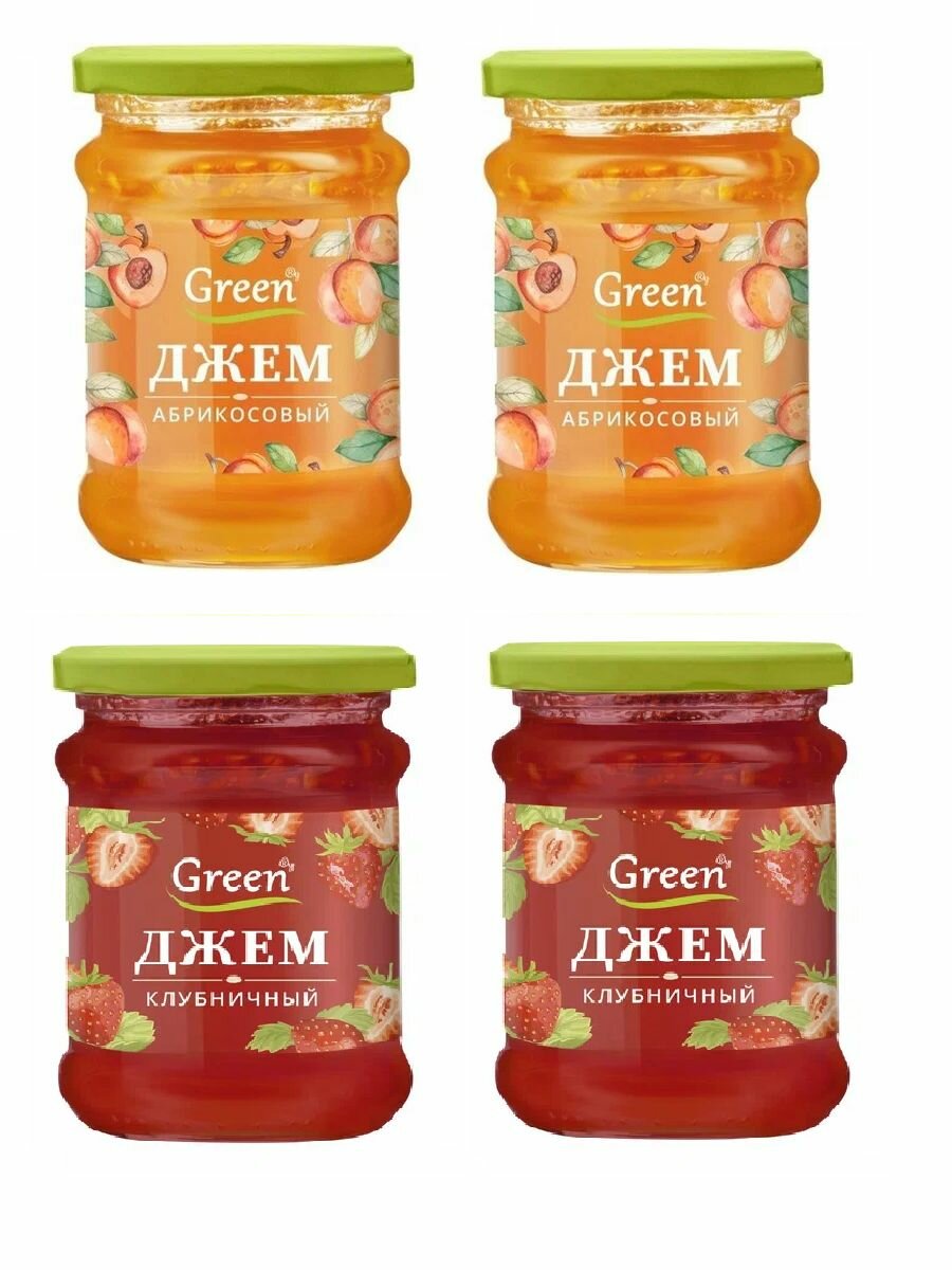 Джем абрикосовый , клубника "Грин Рэй", 310 мл (набор из 4 шт)