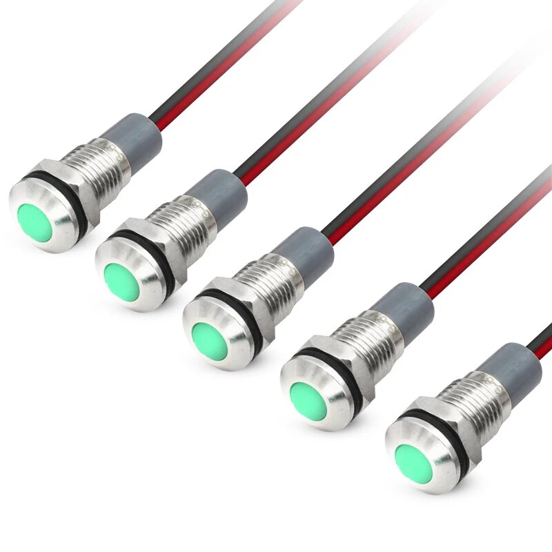 5 шт. светодиодный металлический индикатор VaneAims 8mm, 5PCS GREEN, 12-24V