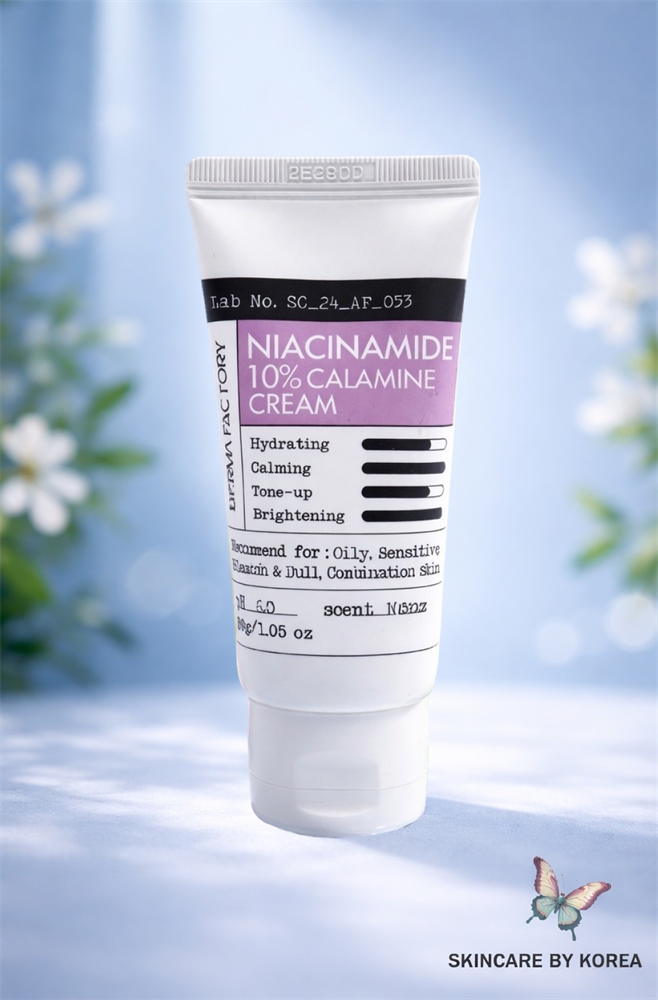Derma Factory Увлажняющий крем для лица с 10% ниацинамида и каламина, Niacinamide 10% Calamine Cream, 30мл