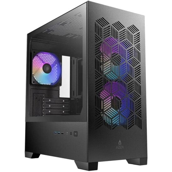 Корпус Azza AEROHEX-M без БП mATX черный