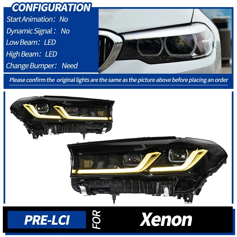 Фары для BMW G30 G38 5 Series 520i 525i 528i 530i 535i 540i 545i M5 2018-2022 LED фары LED дневные ходовые огни Передние огни Улучшение