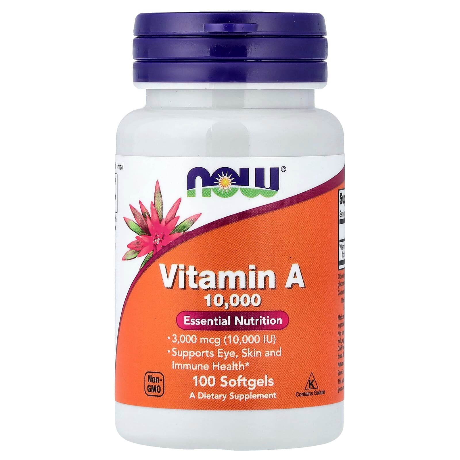 Now Foods Витамин А 10000 ME 100 капсул для зрения и иммунитета