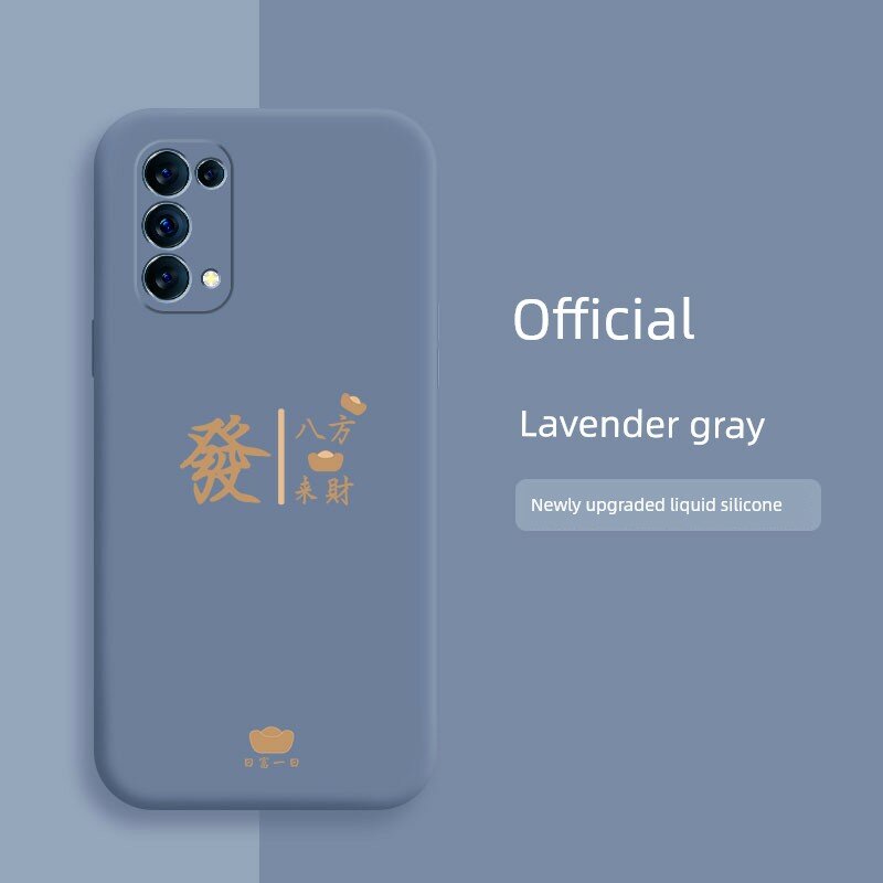 Чехол из жидкого силикона для OPPO Reno5 K 5G, травянистый-фиолетовый, полная защита, противоударный чехол для смартфона