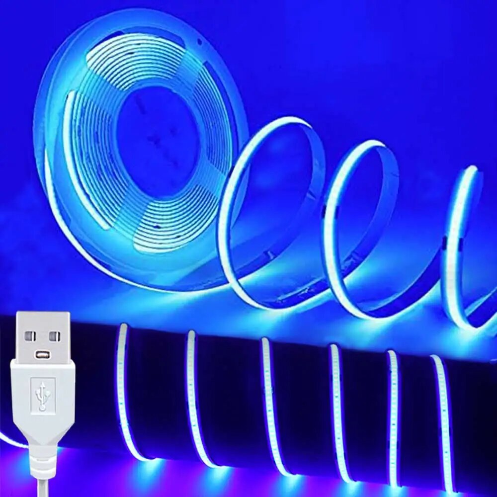 Светодиодная лента голубая USB 5В, 0.3м, ice blue