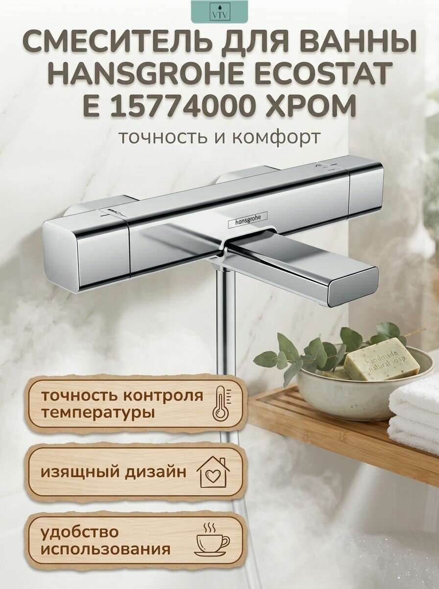 Смеситель для ванны hansgrohe Ecostat E 15774000 хром