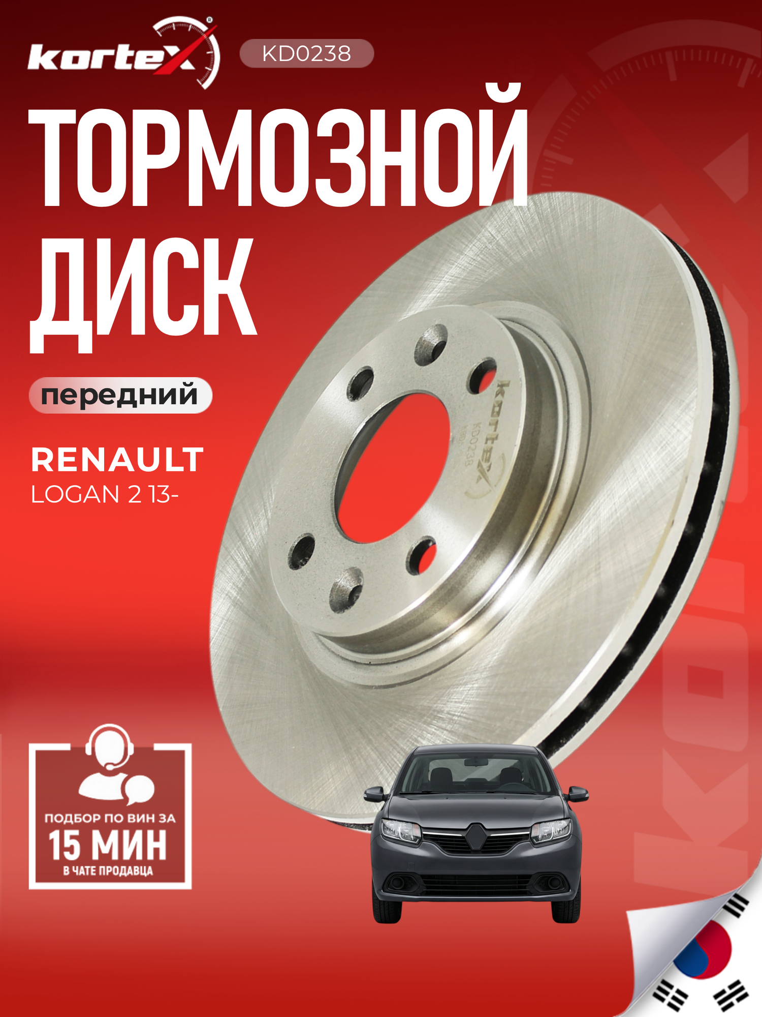 Диск тормозной (левый/правый передний) Renault Logan II 2014-2022 Renault Sandero 2014-2022 (259х22mm)