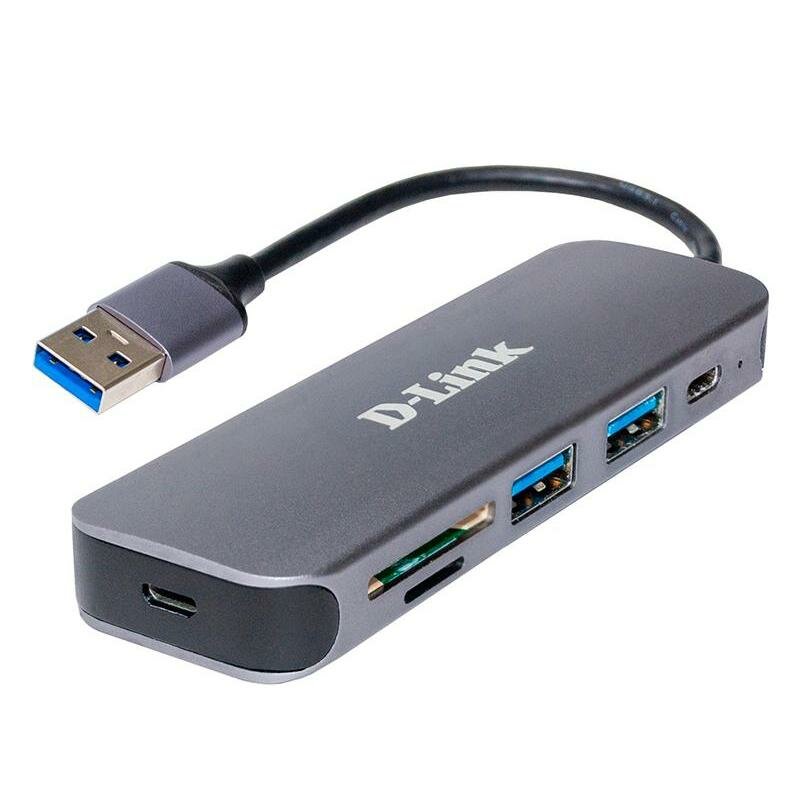 Концентратор USB D-Link DUB-1325/A1A, 2x USB 3.0, USB Type-C, SD, microSD