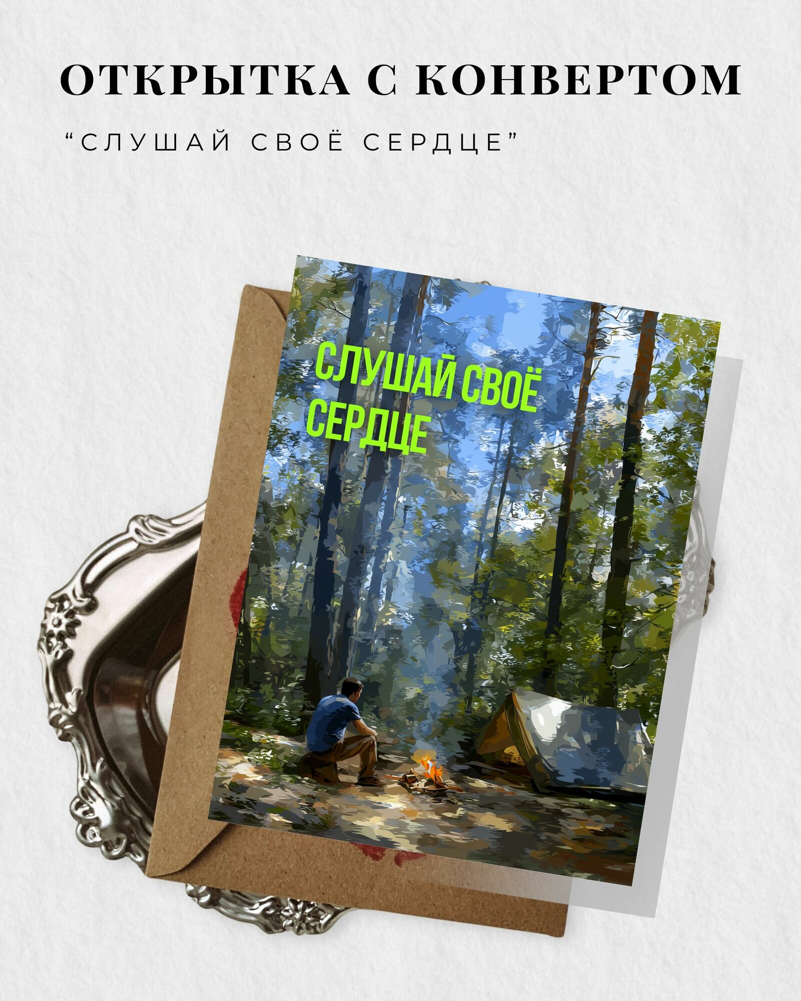Открытка мужчине "Слушай своё сердце", 10 x 15, с конвертом