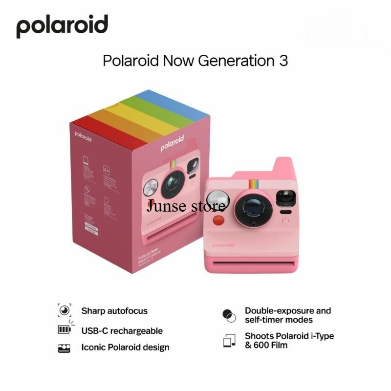 Фотоаппарат /Полароидный снимок Polaroid Now Generation 3 /NowGen3 pink i-Type Instant Camera, прогулка на свежем воздухе/день рождения