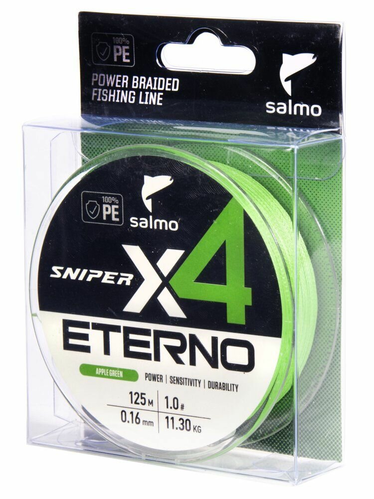 Шнур плетёный Salmo Sniper х4 ETERNO BRAID Apple Green 125/016