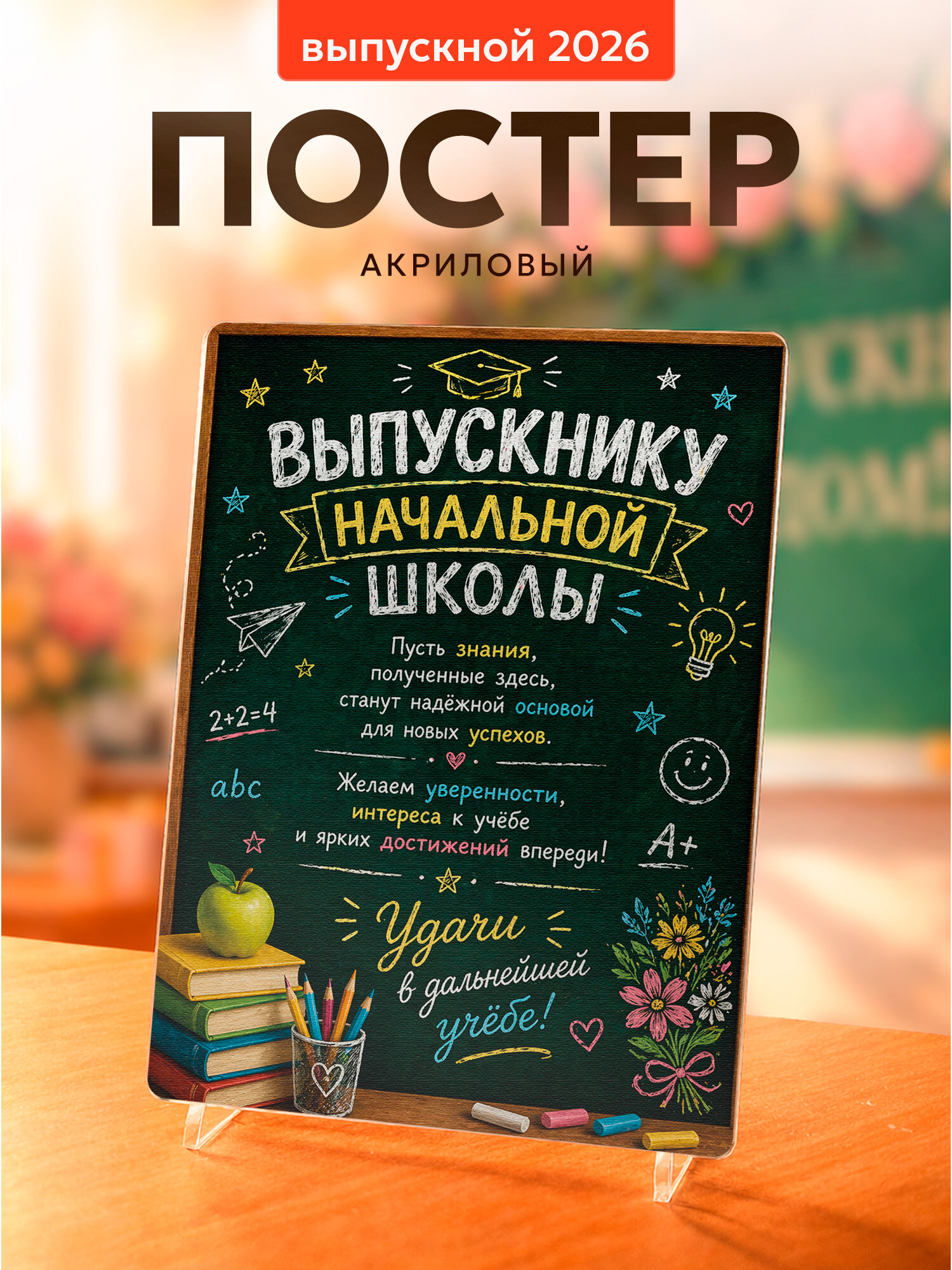 Постер на подставке подарок крутой выпускнице начальной школы