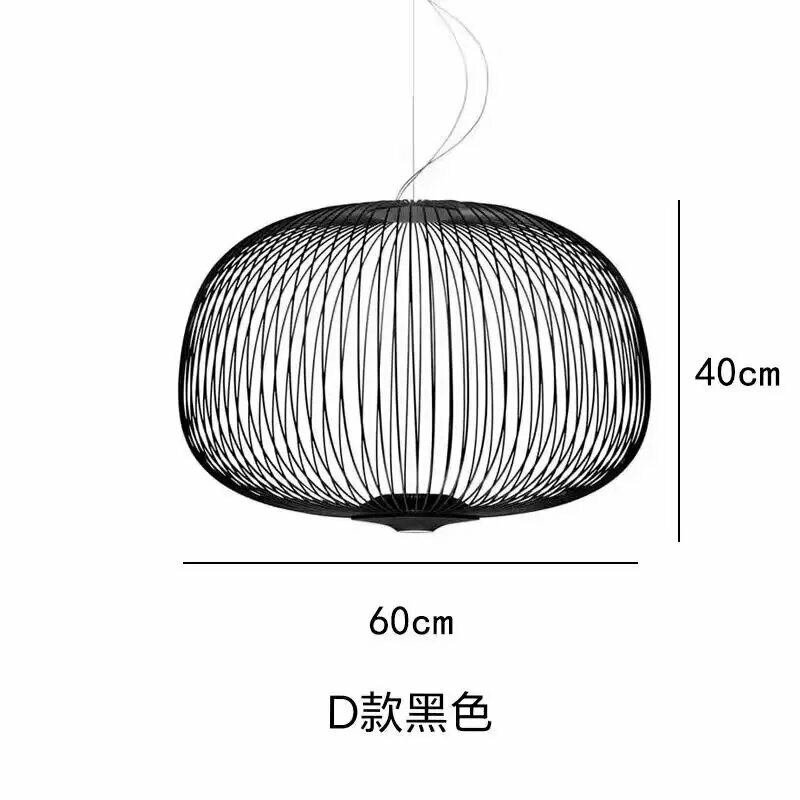 Итальянская подвесная лампа минималистского дизайна "Птичий клетка" Foscarini Spokes 1/2 Light для дома, лестницы, точечного освещения — стиль D черный