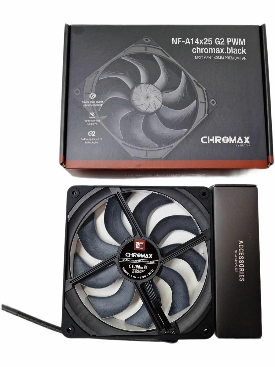 Вeнтилятор для корпуса кулер Noctua NF-A14 G2 PWM chromax.black 140x140x25 мм