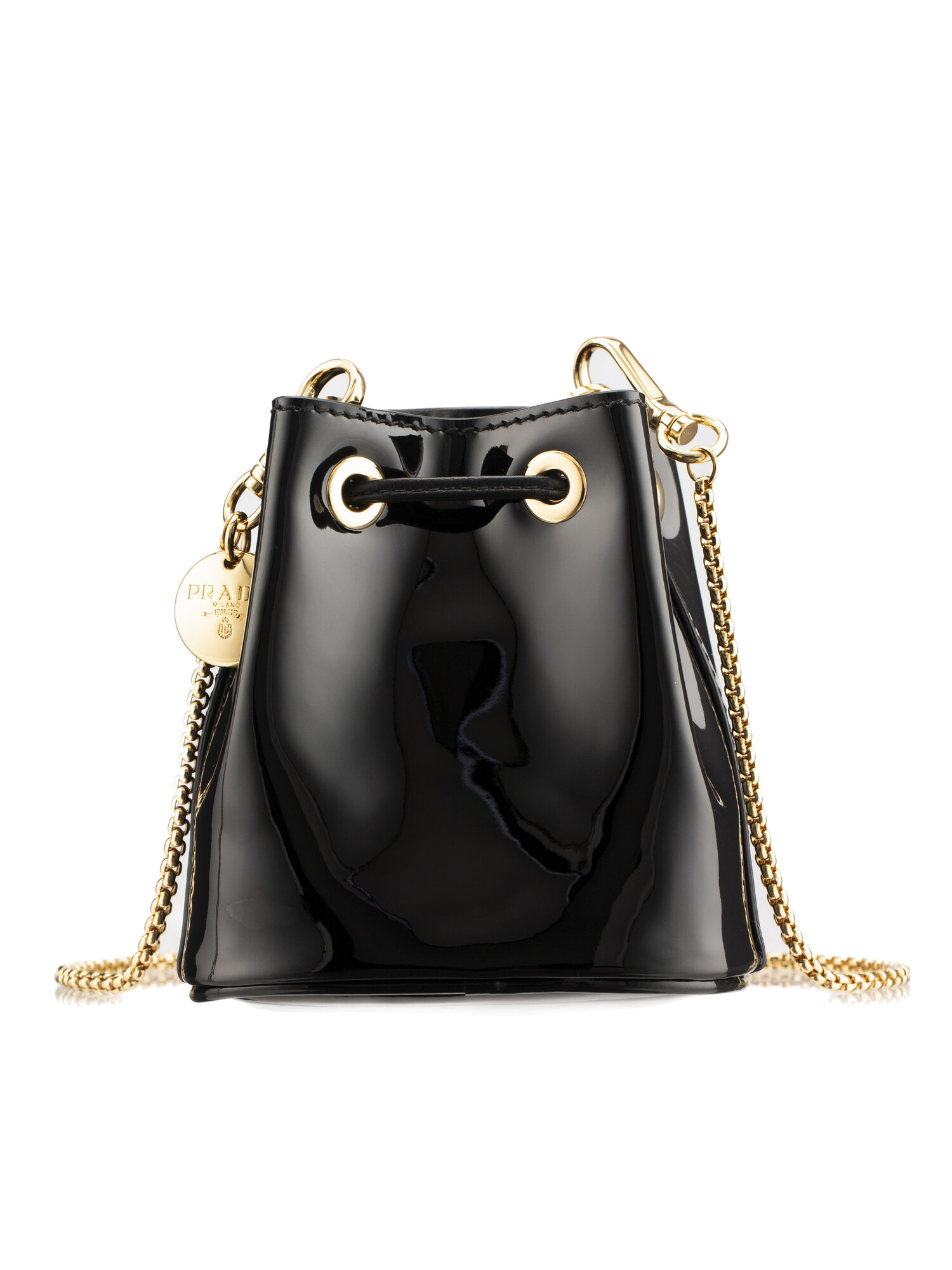 Сумка багет Prada Logo-plaque Mini Bucket, черный — фото 1