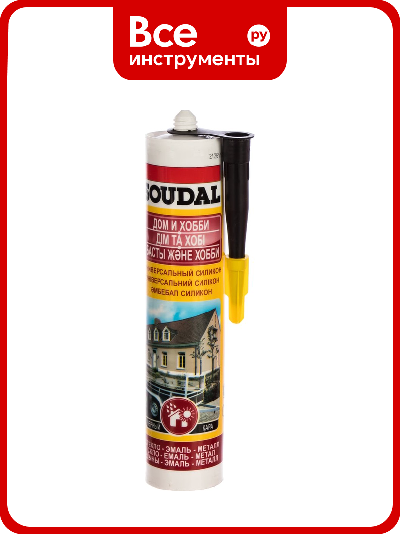 Герметик Soudal 109840, силиконовый, универсальный, 280 мл, черный