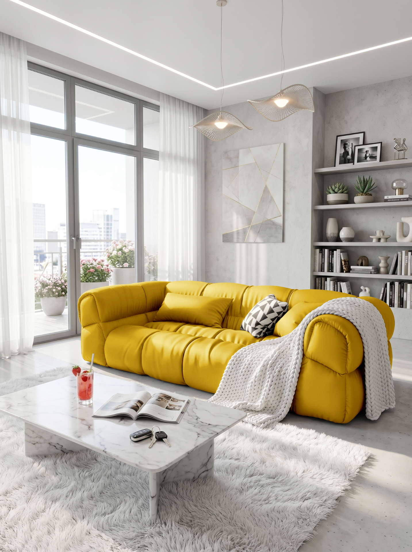 Диван Шелби Galaxy Yellow NEW 239x105x72 см, желтый Экокожа, нераскладной GOODFORM