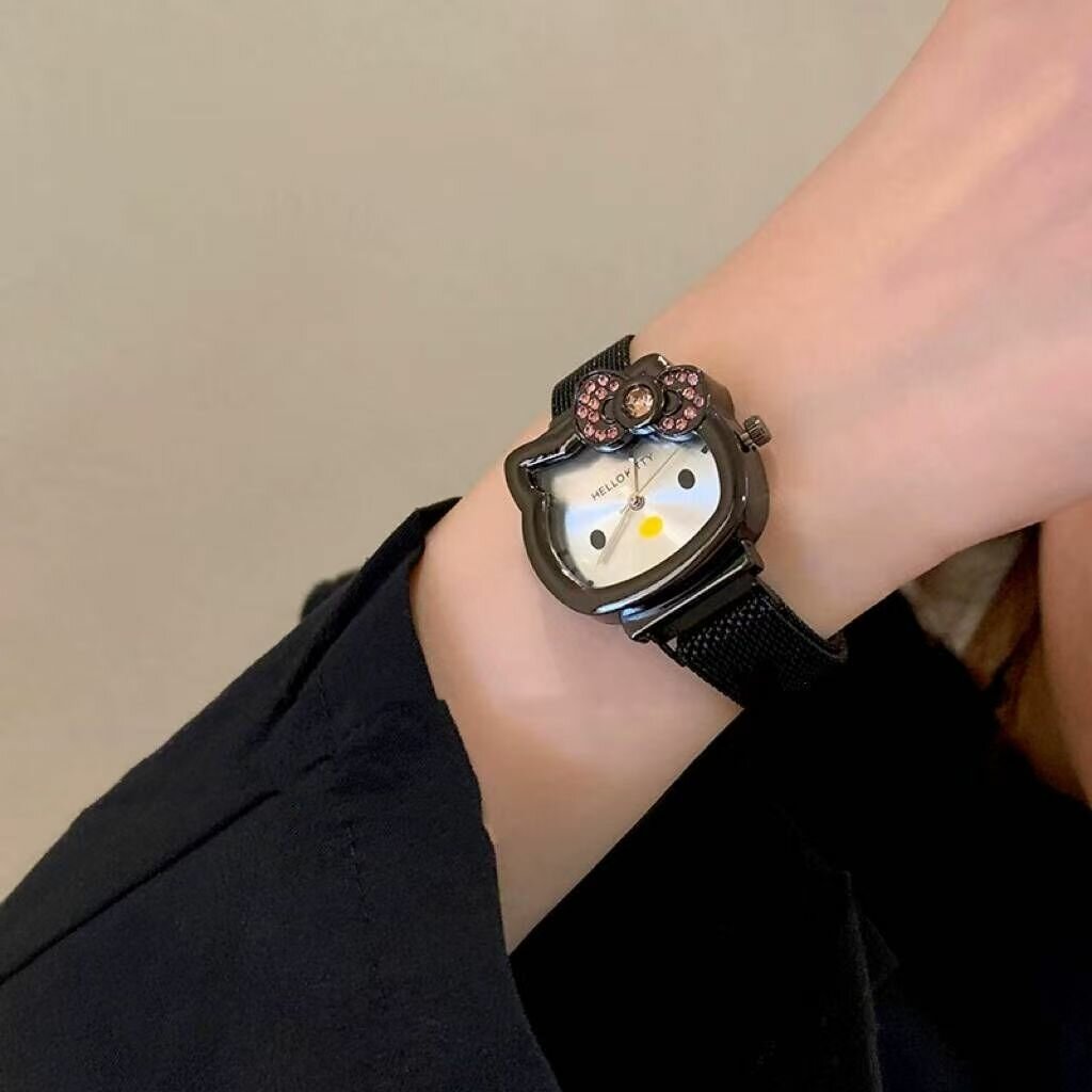 Hello Kitty кварцевые часы, Розовый，Hello Kitty кварцевые часы, Серебристый