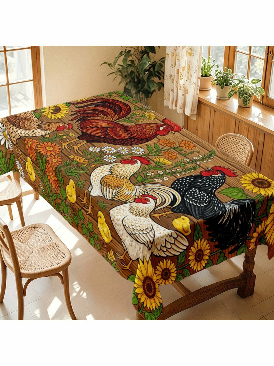 Столовая салфетка с курицами и подсолнухами 140X220CM