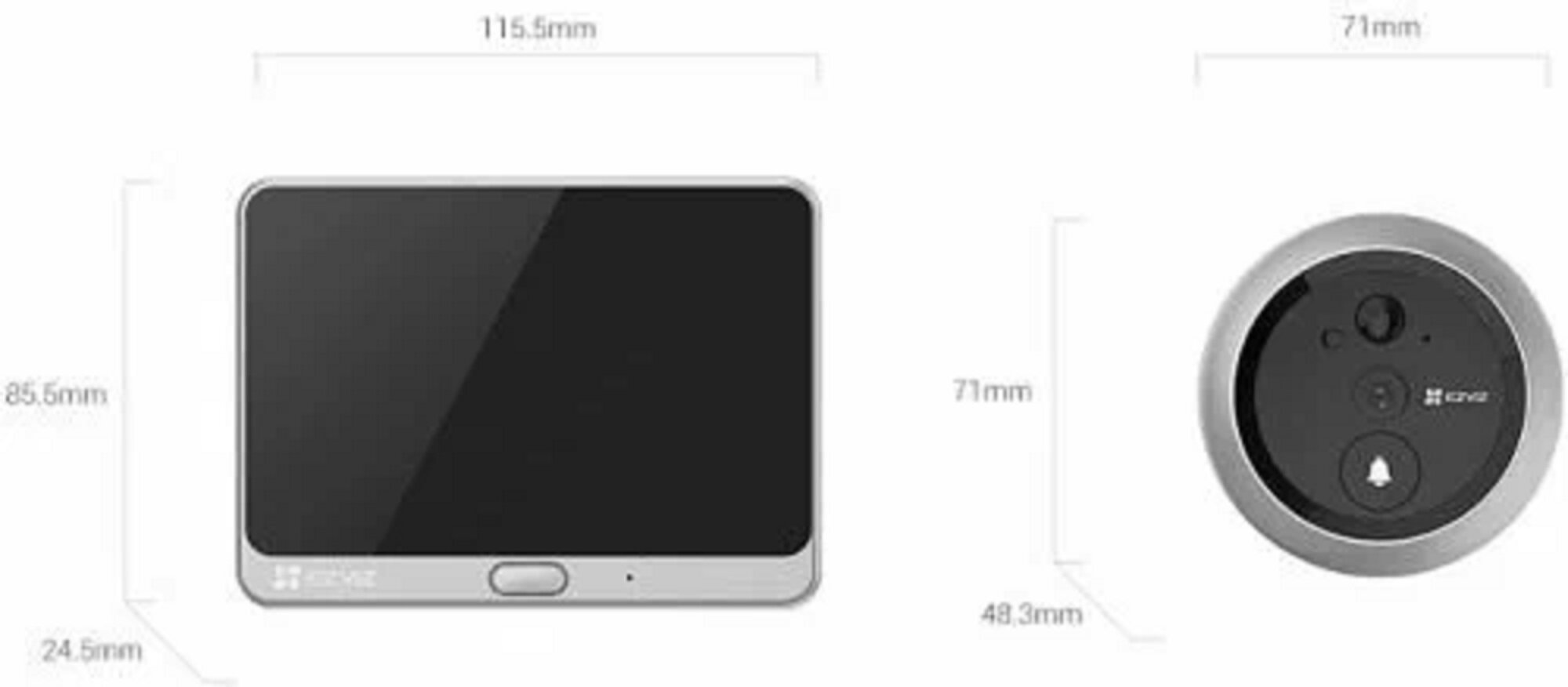 Звонок EZVIZ DP2C со звуковой станцией, цвет серебристый, IP57
