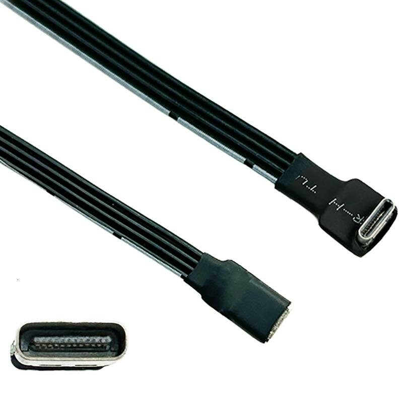 USB-C переходник «мама–папа» под углом 90°, 0.5m - локоть