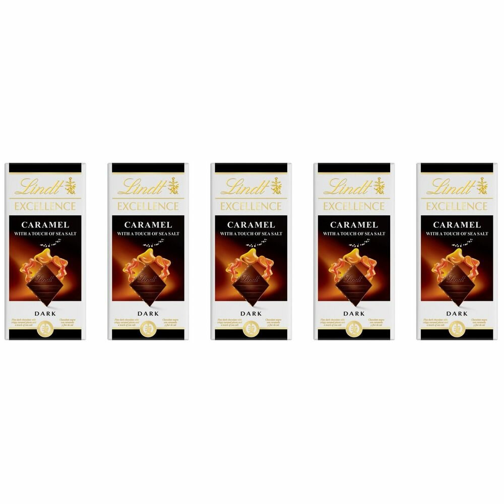 Lindt Excellence/ Шоколад Темный с карамелью и морской солью, 100 г, 5 шт