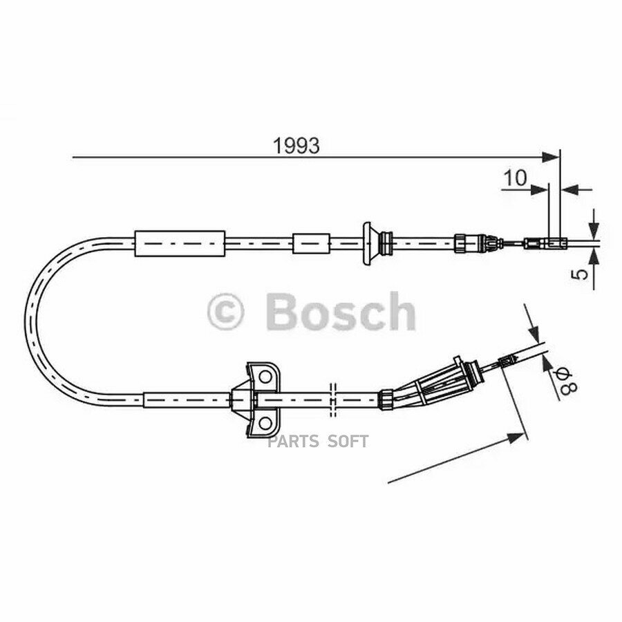 Трос ручного тормоза L от официального дистрибьютора, BOSCH, артикул 1987477819