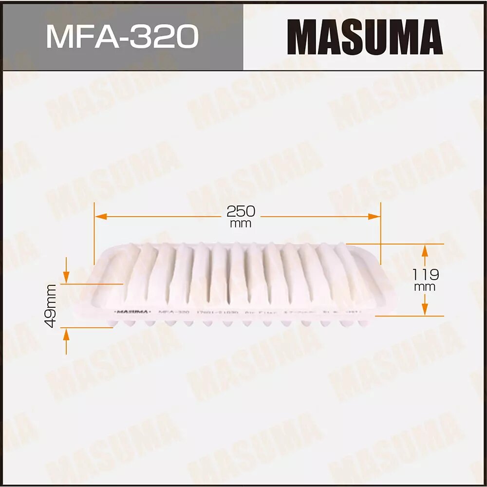 Фильтр воздушный высота, H: 49 мм/длина, W: 250 мм Masuma, MFA-320