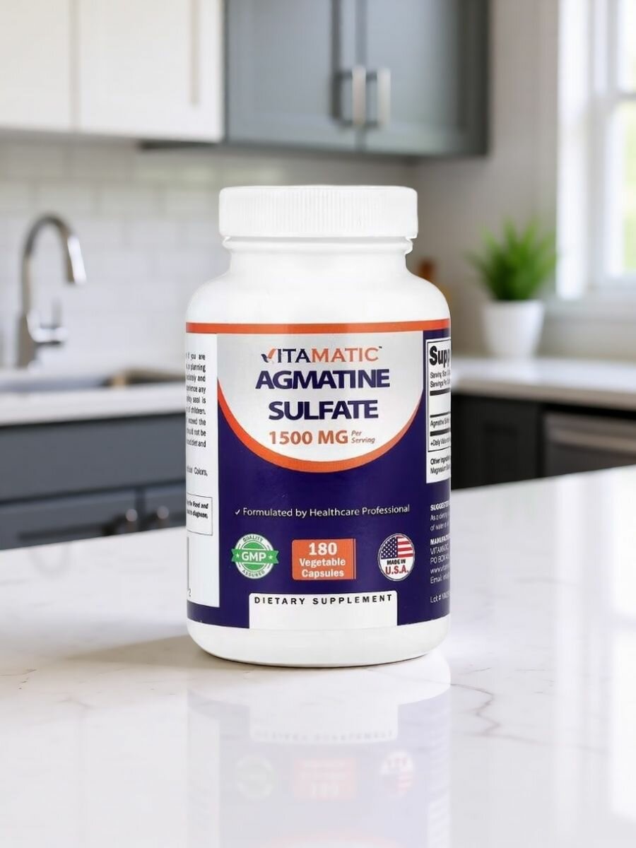 Vitamatic, агматинсульфат, 180 растительных капсул
