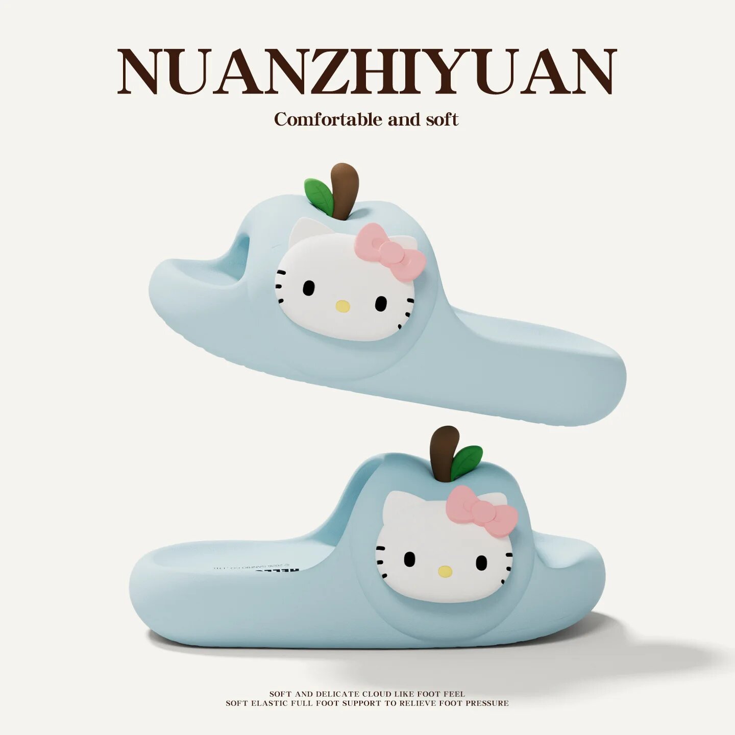 MINISO Тапочки Hello Kitty с мультяшным рисунком, летние, с утолщенной нескользящей мягкой подошвой, для дома и улицы, повседневные, подарки в стиле аниме, Размер: 39-40
