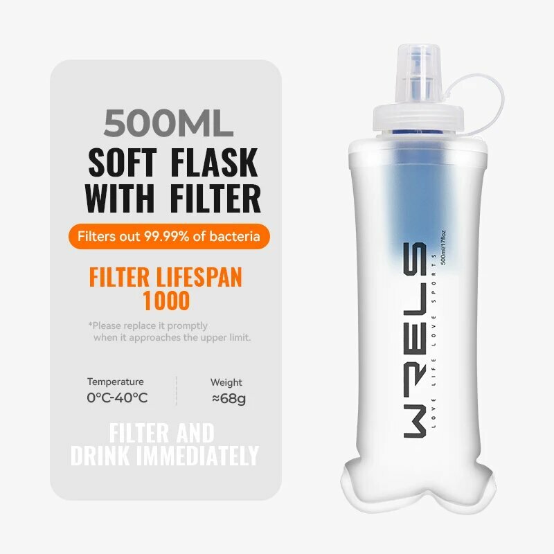 Бутылка для воды WRELS 500 мл с фильтром, White-filter