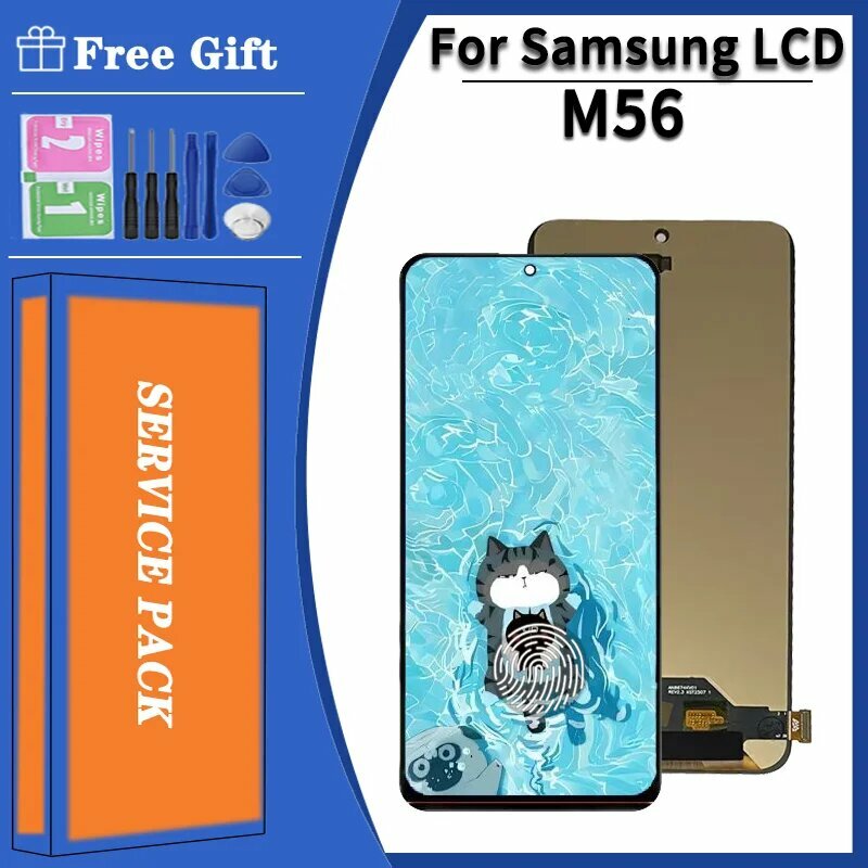 6,74-дюймовый Super AMOLED-дисплей для Samsung M56 LCD M566B M566B/DS, сенсорный экран в сборе для Samsung M56 5G LCD