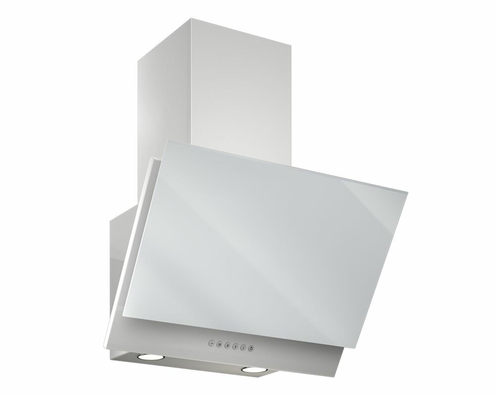Кухонная наклонная вытяжка ELIKOR: Рубин S4 60П-700-Э4Д, цвет перламутр/белое стекло, производительность 700 м/ч, 4 скорости, LED подсветка, электронное управление, настенная, декоративная, тихая