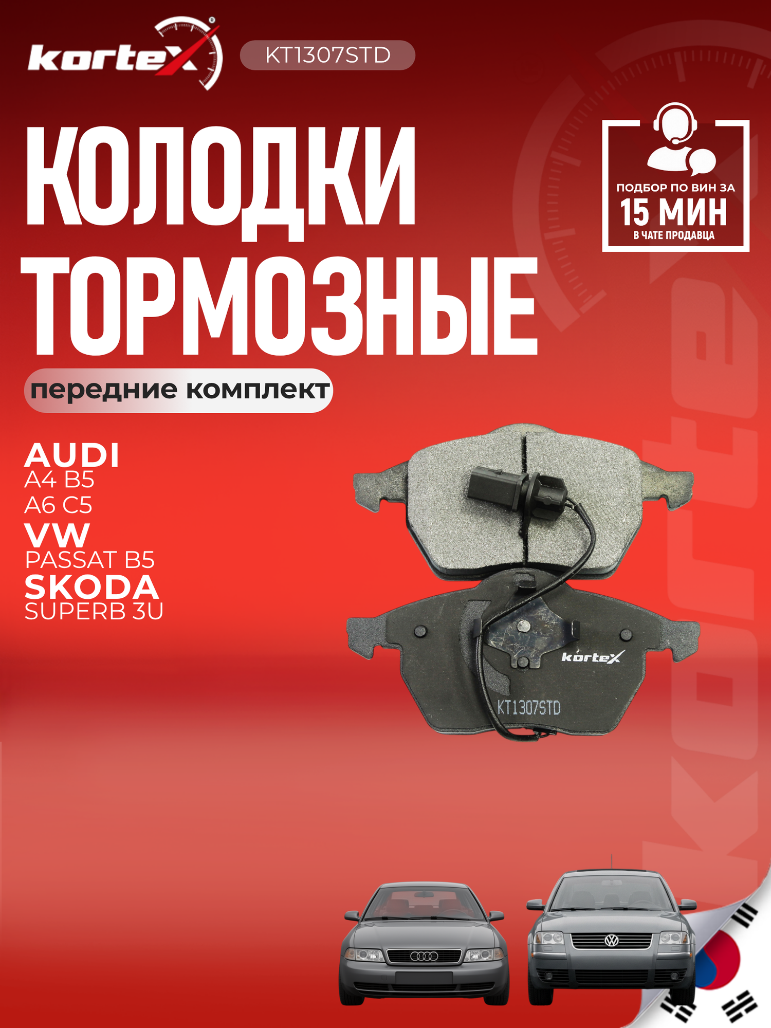 Тормозные колодки дисковые (передние) Audi Ауди A4 A6 Volkswagen Фольксваген Passat Пассат GDB1307 4B0698151J 4B0698151K