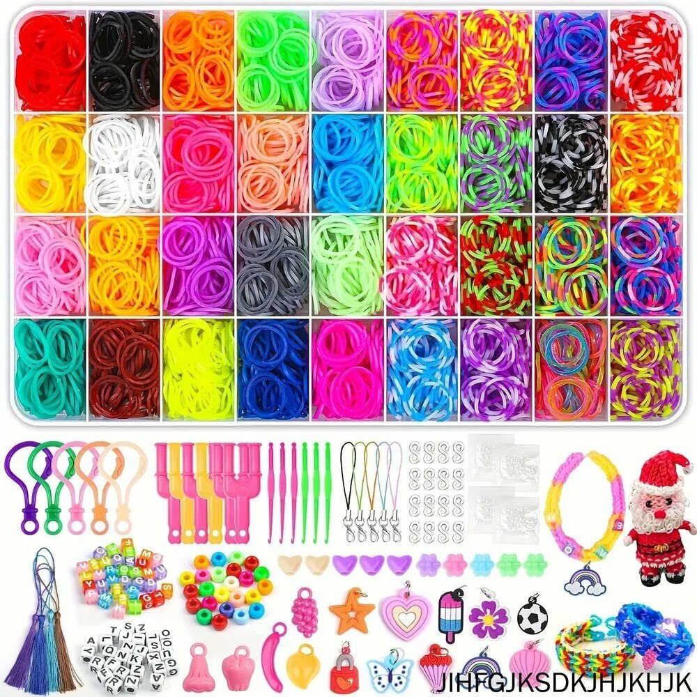 2900 шт. Коробка 32 цвета Набор для изготовления браслетов из резинок DIY Loom bands - Прочный набор Инструменты для рукоделия Аксессуары