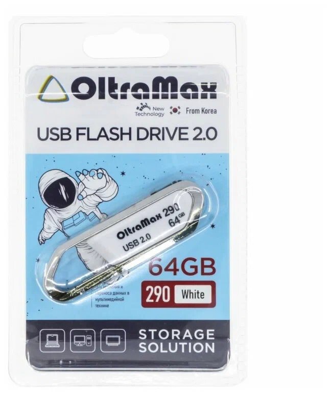 USB-флеш-накопитель, объем памяти и интерфейс OLTRAMAX OM-64GB-290-White