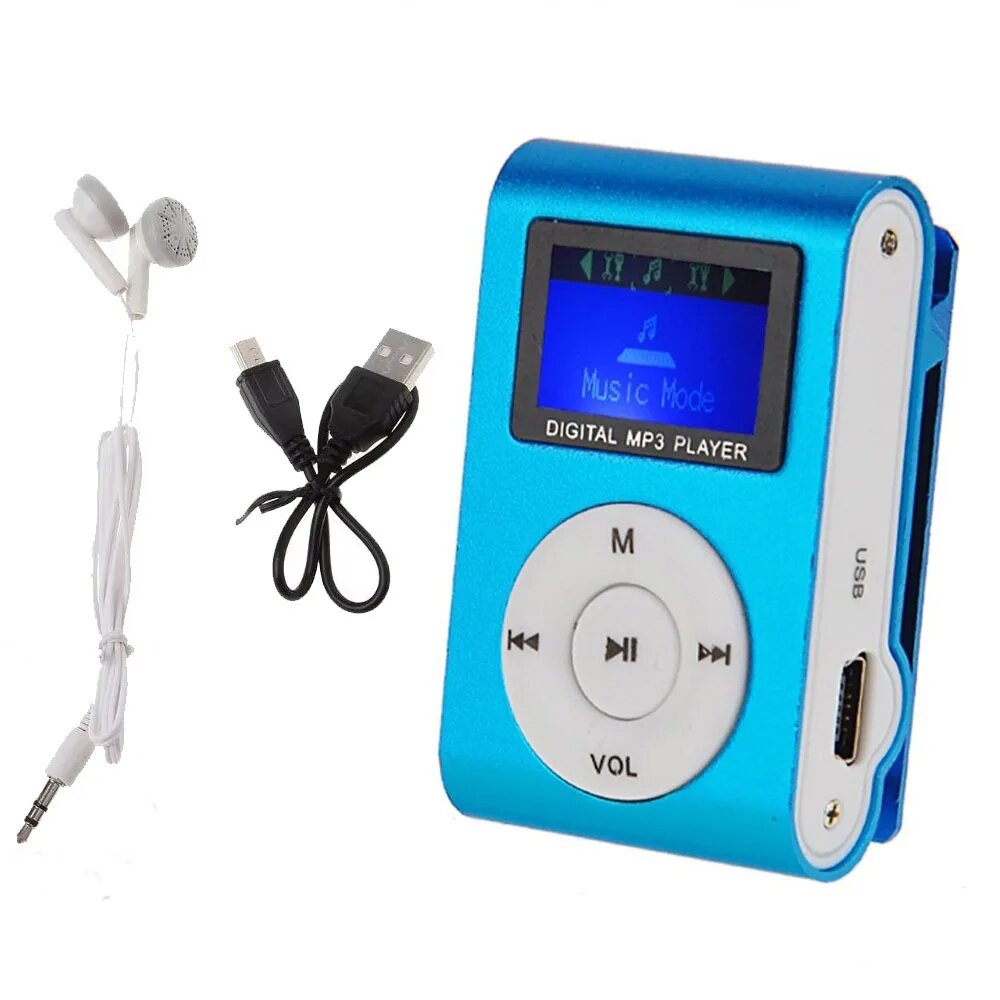 Портативный MP3-плеер черный ABS 32ГБ Синий, Blue